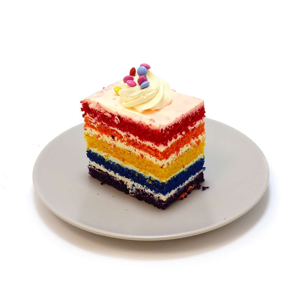 Rainbow Vanilla Cake Slices | Cakes & Bakes